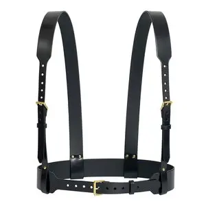 HAUTE CUIR Leather Suspender Harness - Black