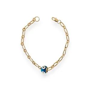 ALEXIE OF ATHENS Evil Eye Bead Chain Bracelet - Blue