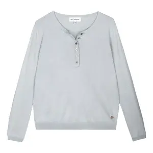 BEL CASHMERE Carla Silk-cashmere Buttoned Sweater - Grey
