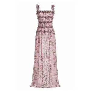 NUR KARAATA Floral Print Maxi Dress - Pink