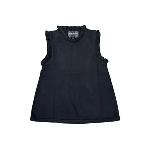 LINDSAY NICHOLAS NEW YORK Crewneck Shell With Frill - Black