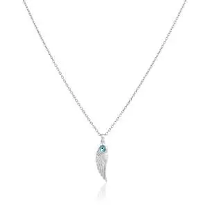 MOON LONDON Angle Wing Blue Topaz Pendant Necklace - Silver