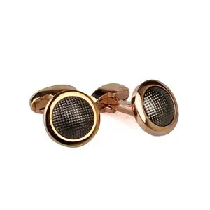 DAVID WEJ Round Patterned Cufflinks - Rose Gold