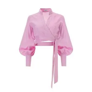 LITA COUTURE Puffed Sleeve Cropped Blouse