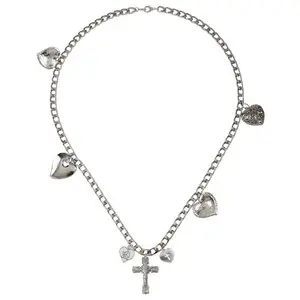 CARAMEL VINTAGE JEWELLERY Vintage Plated Cross Amour Necklace - Silver