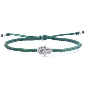 HARBOUR UK Sterling Silver Hamsa Charm Bracelet - Green