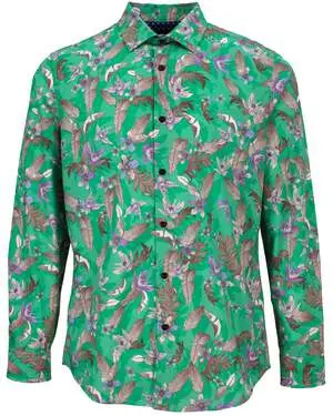 LORDS OF HARLECH Norman Falling Flowers Shirt Clover - Green