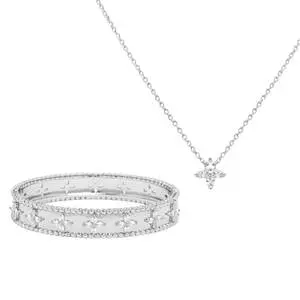 UCHI & SOTO Kinmokusei Bead Bangle And Necklace Set - Silver