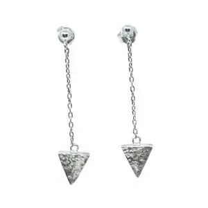 TG-JEWELLERY BY TAMARA GERVASIO Sterling Hammered Triangle Drop Earrings - Silver