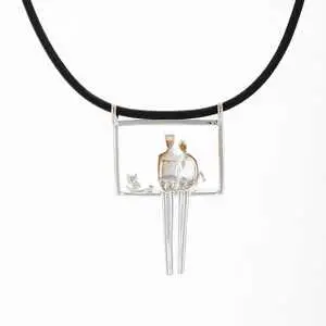 YENNY COCQ LLC Couple With Cat Pendant - Silver