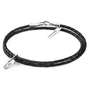 ANCHOR & CREW Midnight Gustatory Coffee Bean Braided Leather Bracelet - Black