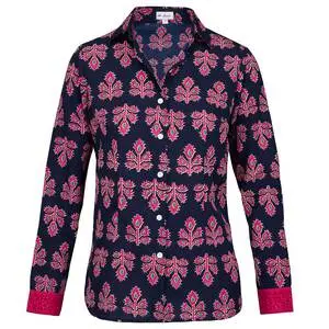 AT LAST... Mayfair Printed Shirt With Contrast Cuffs - Blue/pink