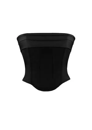 NAZLI CEREN Bridget Satin Corset - Black