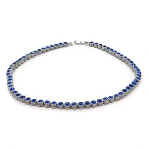 EBRU JEWELRY Sapphire Tennis Silver Necklace - Blue/silver