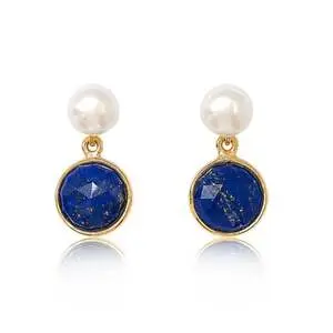 PEARLS OF THE ORIENT ONLINE Freshwater Pearl And Lapis Lazuli Drop Earrings - Blue/white