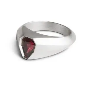 KASUN LONDON Signet Ring With Garnet - Silver