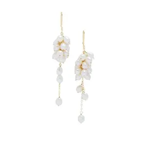 Saachi Pearl Cluster Dangle Earrings - Gold