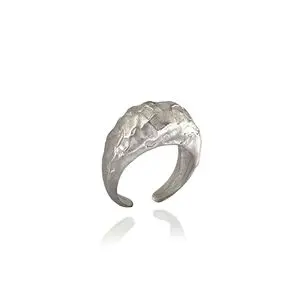 LINYA JEWELLERY Pary Amorphous Matte Oval Ring - Silver