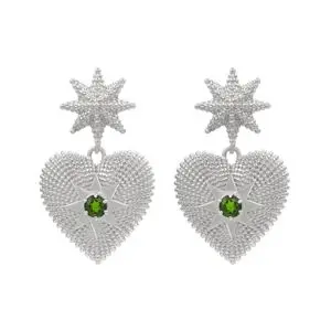 ZOË & MORGAN Brave Heart Chrome Diopside Earrings - Silver
