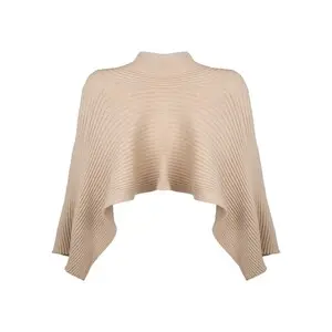 Saachi Drapey Ribbed Beige Shawl - Brown