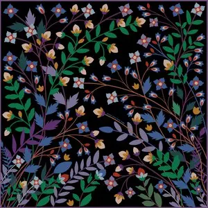 JESSIE ZHAO NEW YORK Double Sided Silk Scarf Of Night Garden - Black