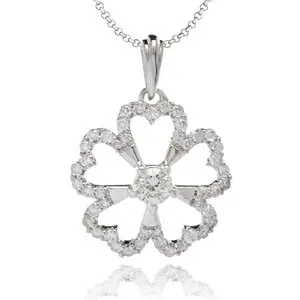 KAIZARIN Diamond Studded Flower Pendant - White