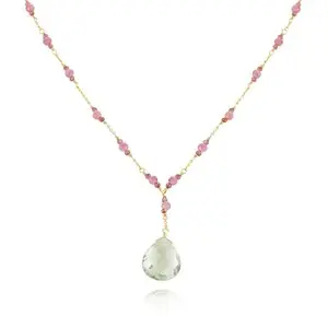 MOUNIR LONDON Amethyst Drop Y Neck Necklace - Green