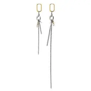 KIREI Gold And Silver Chain Drop Hoop Earrings - Gold/silver