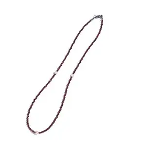URBANE JEWELRY STUDIO Garnet And Pearl Necklace - Red
