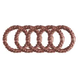 6FIFTYTWO® Pure Mulberry Slim Silk Scrunchies Set Of 5 - Brown
