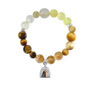 AUROZIA Five Elements Earth Sterling Tiger's Eye Bracelet - Silver