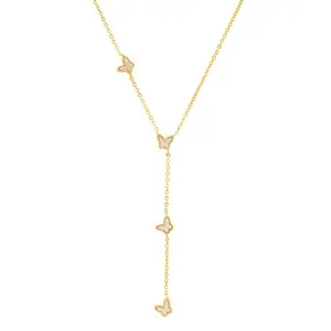 KYLIE HARPER Mother Of Pearl Butterfly Y Necklace - Gold