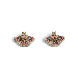 NANA WATANABE Moth Winged Embroidered Earrings - Grey