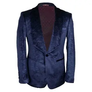DAVID WEJ Semi Plain Velvet Shawl Lapel Blazer – Royal