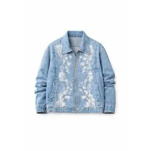 BORN IN EXILE Destroyed Zipped Denim Jacket