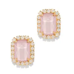 THE PINK REEF Stud Earrings With Opal Halo - Pink