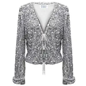 RIVIERA SOIRÉE Joyce Sequins Tie-front Jacket
