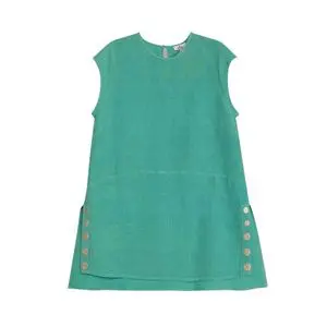 NIZA Turquoise Linen Top With Contrasting Embroidery