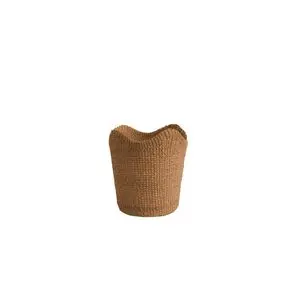 Likhâ Small Tan Scallop Tabletop Basket - Brown