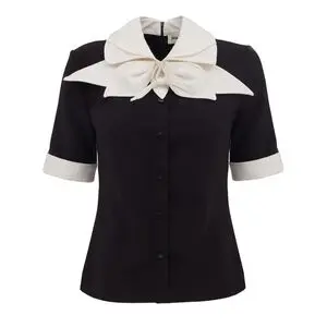 JULIA ALLERT Short Sleeve Bow Blouse