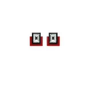 GISSA BICALHO Rectangular Stone Acrylic Earrings - Red