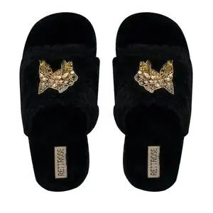 RETTROSE Diamanté Embellished Plush Slippers