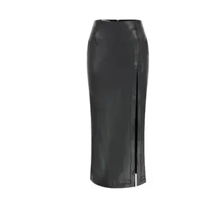 NAZLI CEREN Lea Vegan Leather Midi Skirt