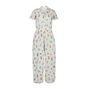 EM & SHI Summer Herbs Embroidered Jumpsuit - White