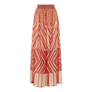 LILAMIE Aruba Loose Fit Elastic Waist Long Summer Pants - Red