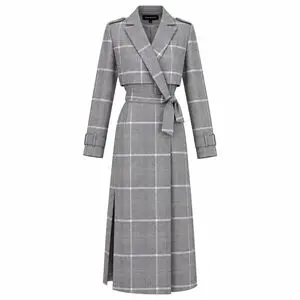 SMART AND JOY Tartan Long Coat - Grey