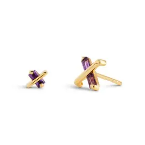 KASUN LONDON Butterfly Kiss Amethyst Vermeil Earrings - Gold/yellow