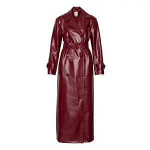 Women's Burgundy Faux Leather Coats