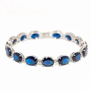 BELINDA JEWELZ Kierra Oval-cut Sapphire Tennis Bracelet - Blue