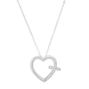KYLIE HARPER Sterling Diamond Cz Heart Cross Pendant Necklace - Silver